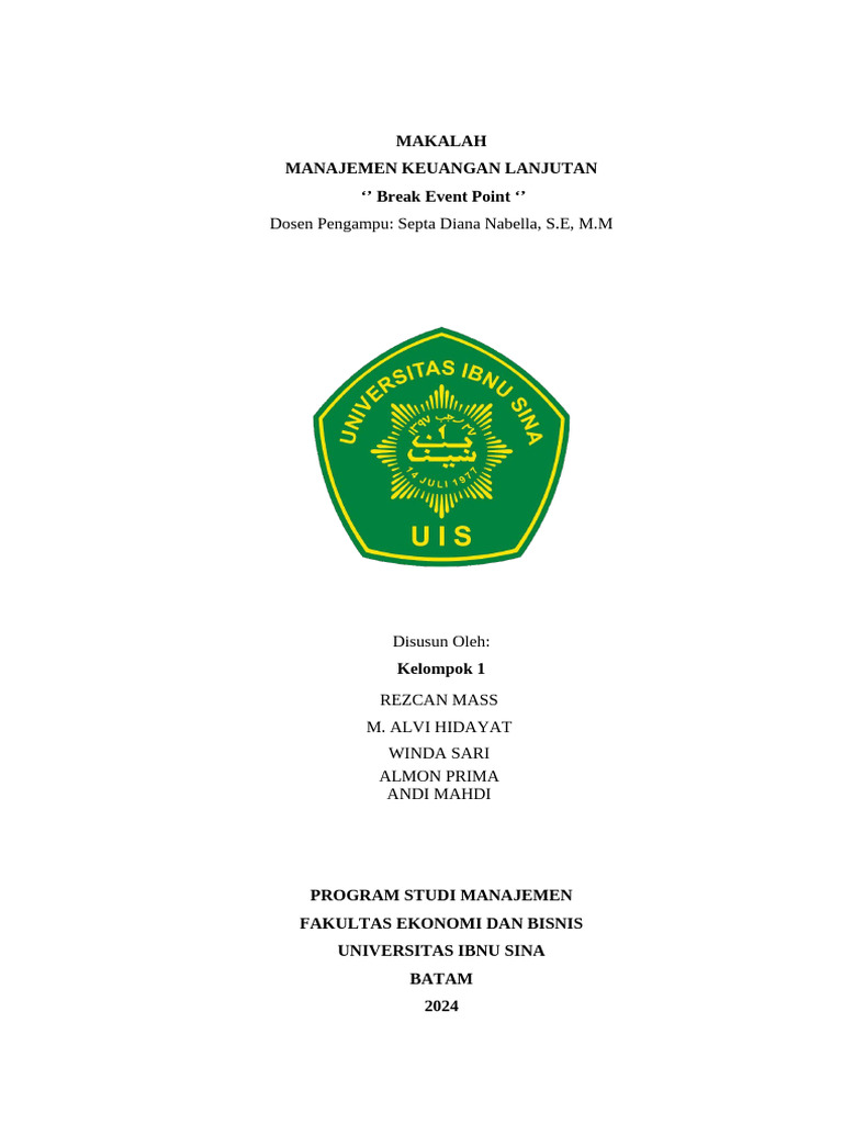 Break Event Point - Kelompoksatu | PDF