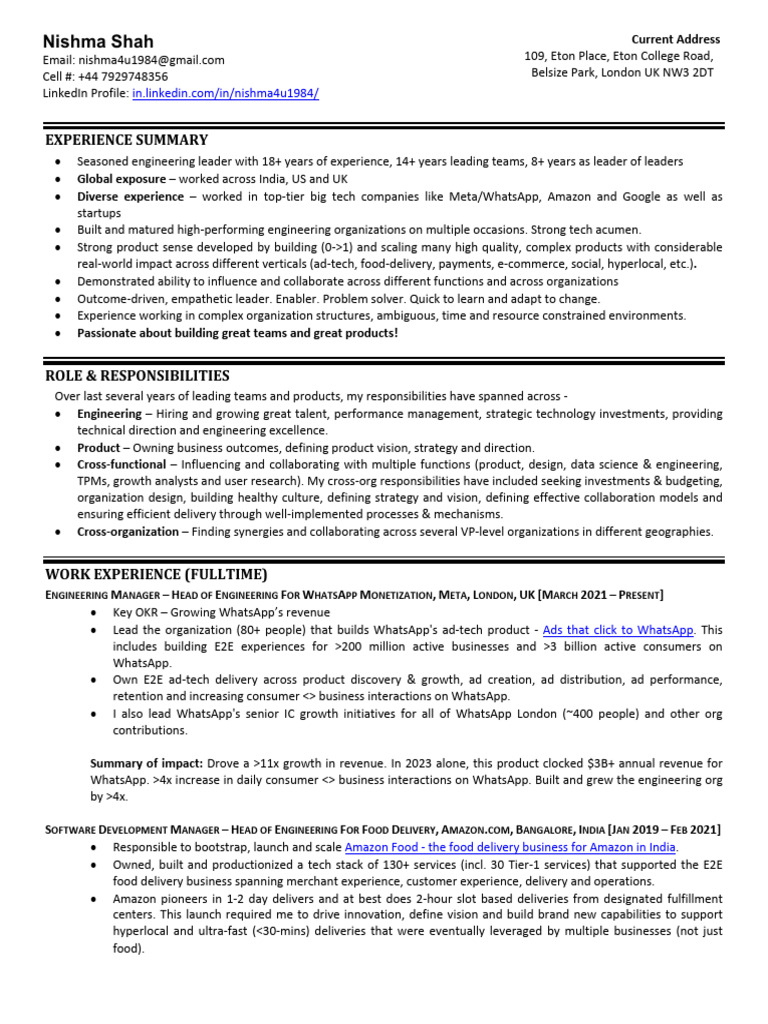 Nishma Shah Resume Meta-1 | PDF