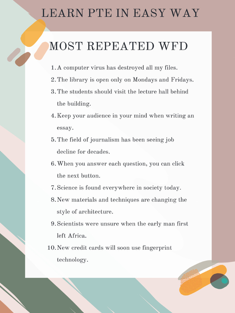 Most Repeated WFD | PDF