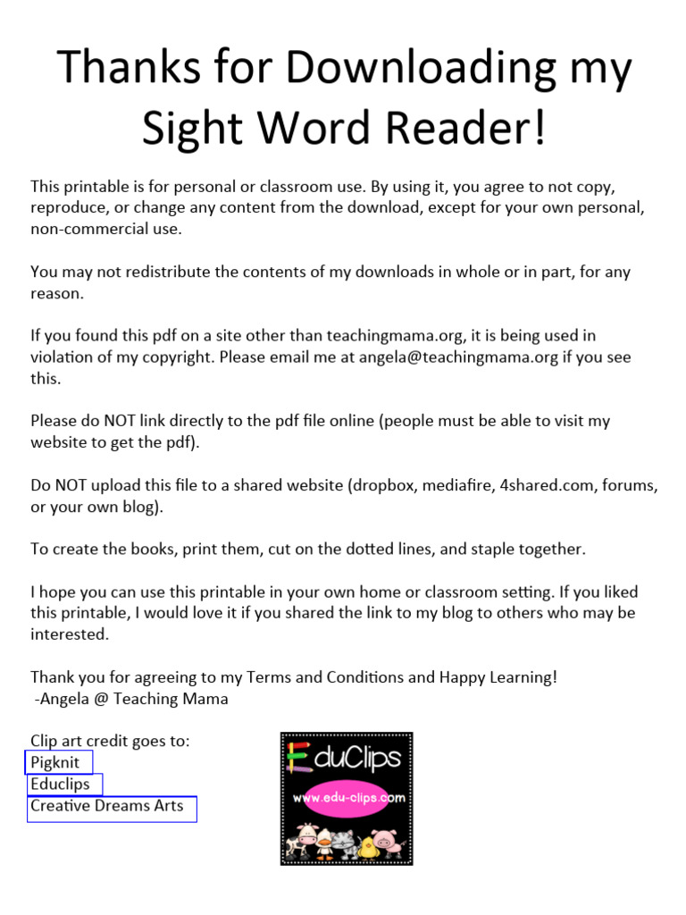 Sight Word Reader Word I | PDF