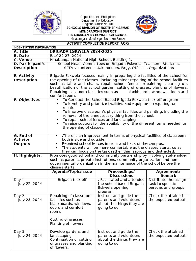 Acr Brigada | PDF | Classroom | Learning