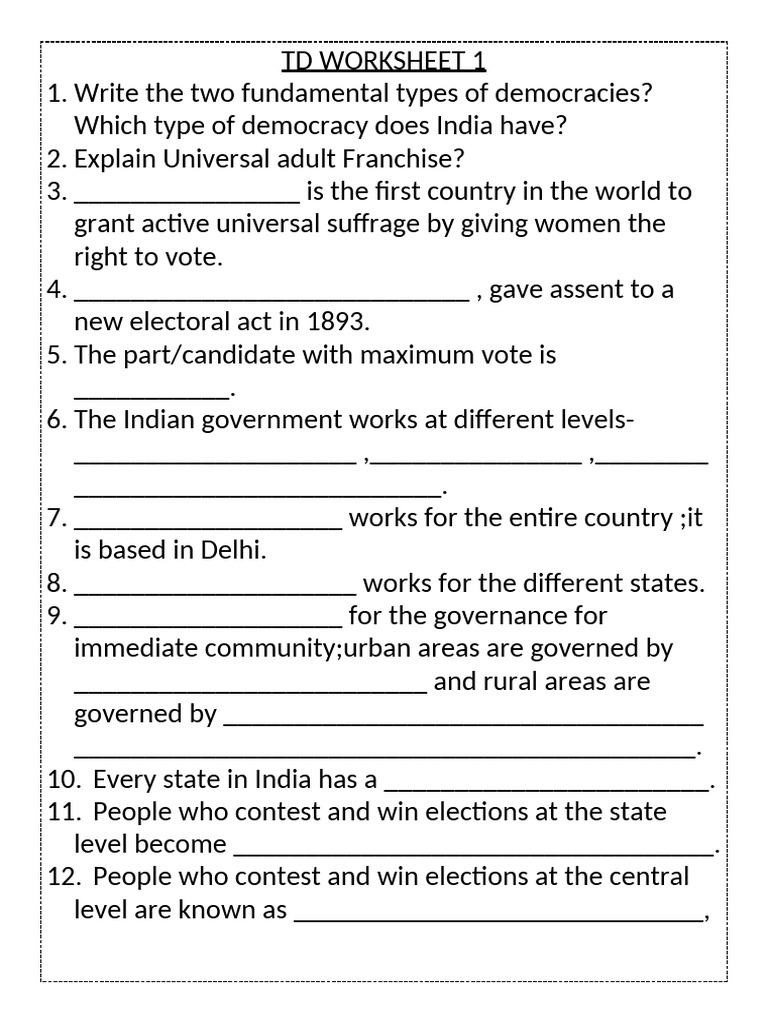 TD Worksheet 1 | PDF