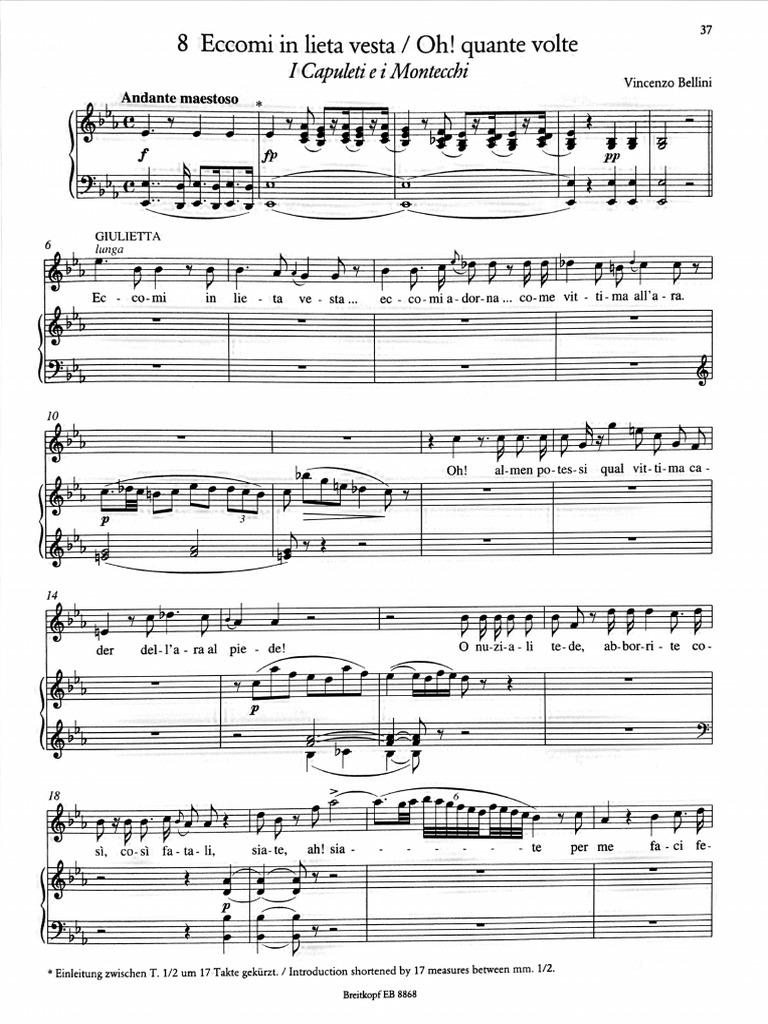 Bellini Aria Giulietta Eccomi in Lieta Vesta, I Capuleti Ed I Montecchi ...