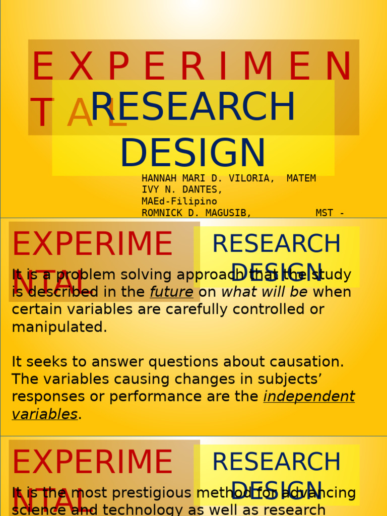 EXPERIMENTAL Research Design | PDF | Experiment | Causality