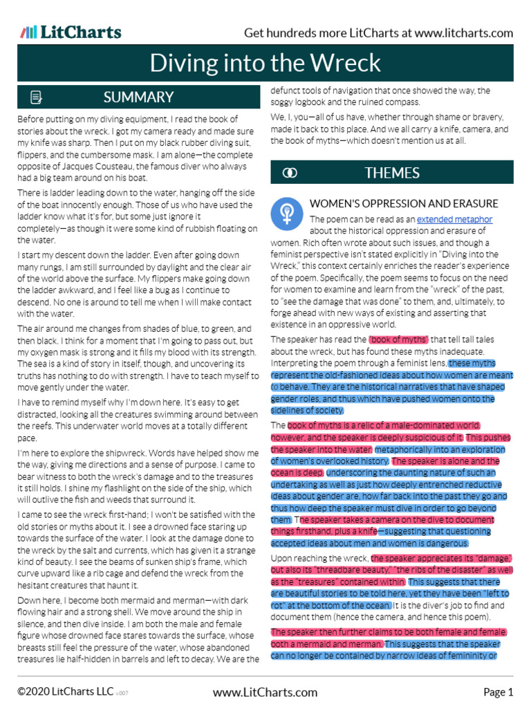 Diving Into The Wreck LitChart | PDF