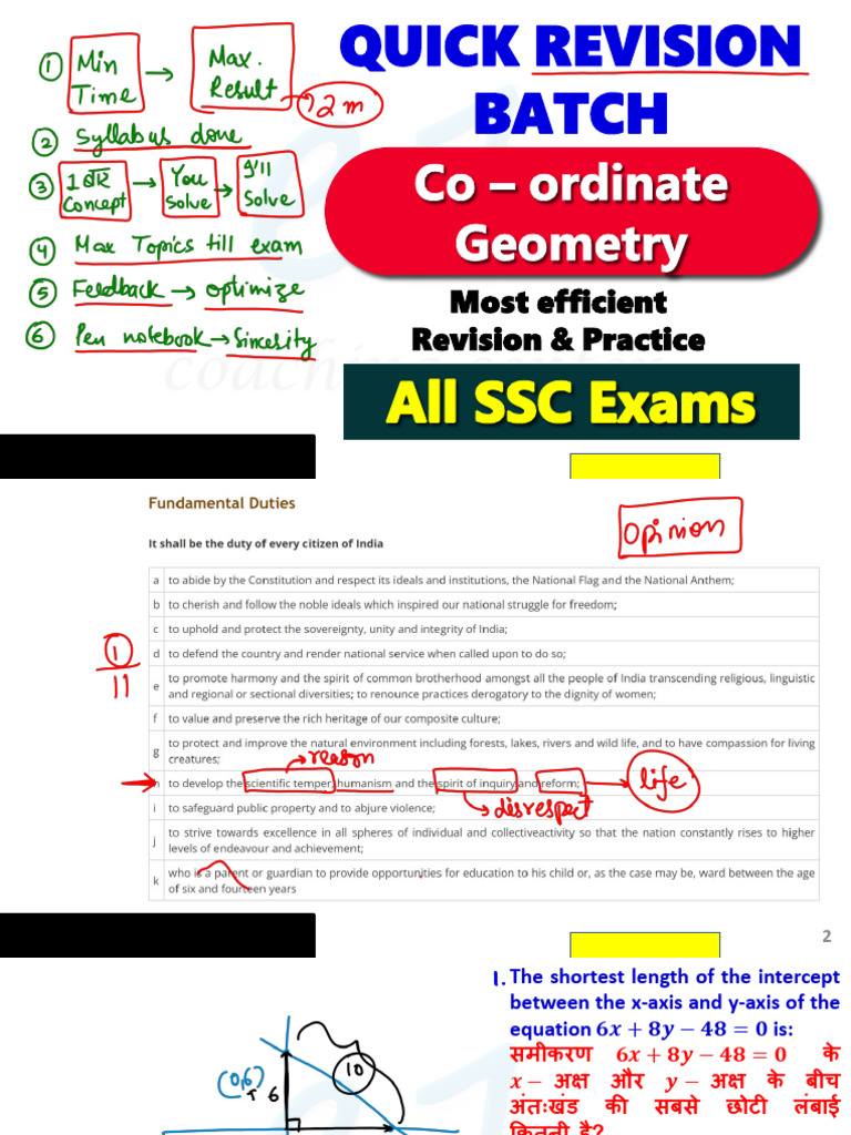 Coordinate Geometry Complete Annotation PDF of Quick Revision Batch | PDF