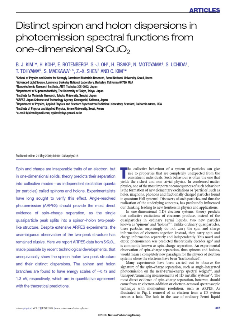 Distinct Spinon and Holon Dispersions in Photoemission Spectral Functions From One-Dimensional ...
