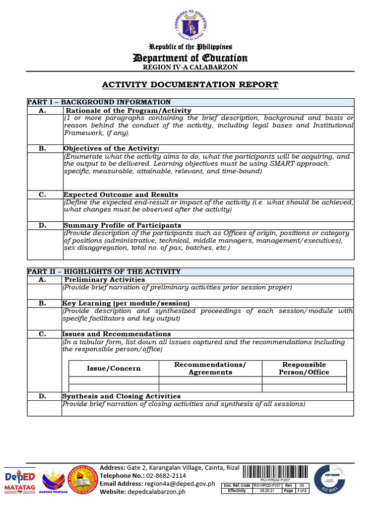 Activity Documentation Report | PDF