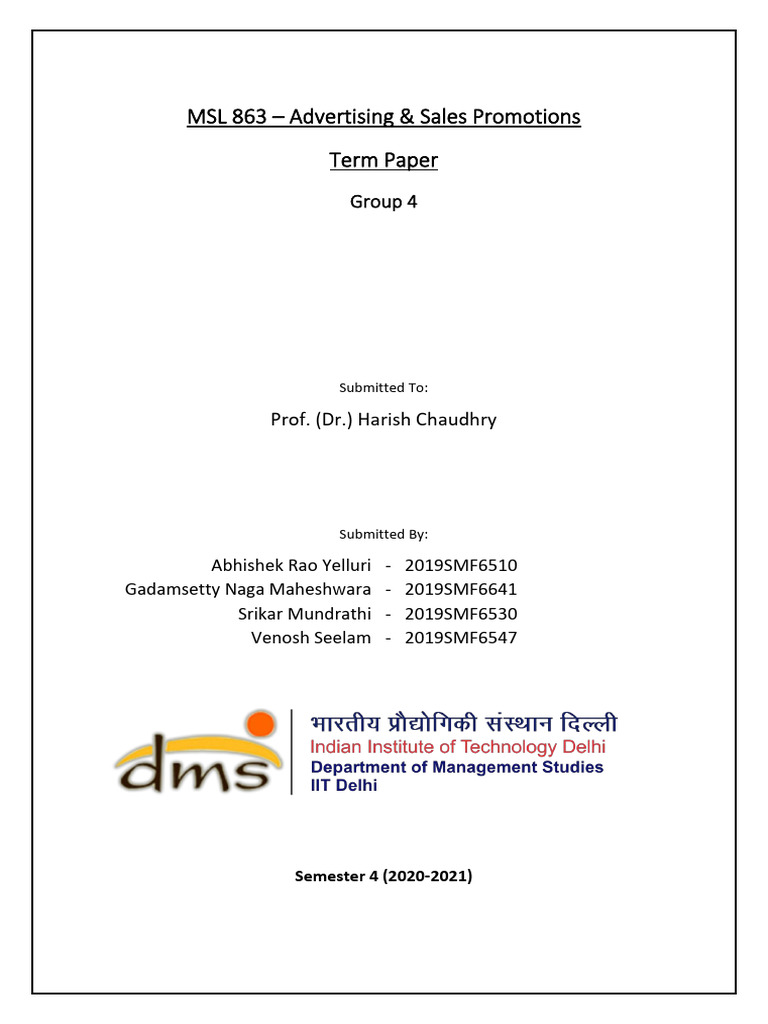 Group 4 Term Paper Report | PDF