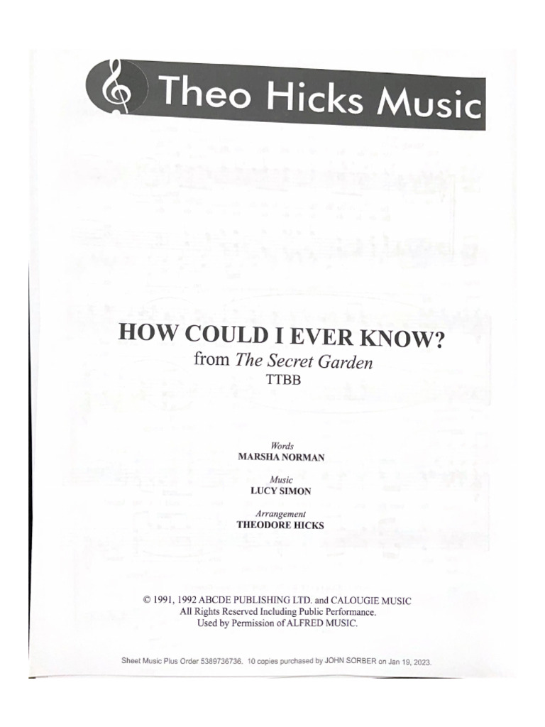 How Could I Ever Know | PDF