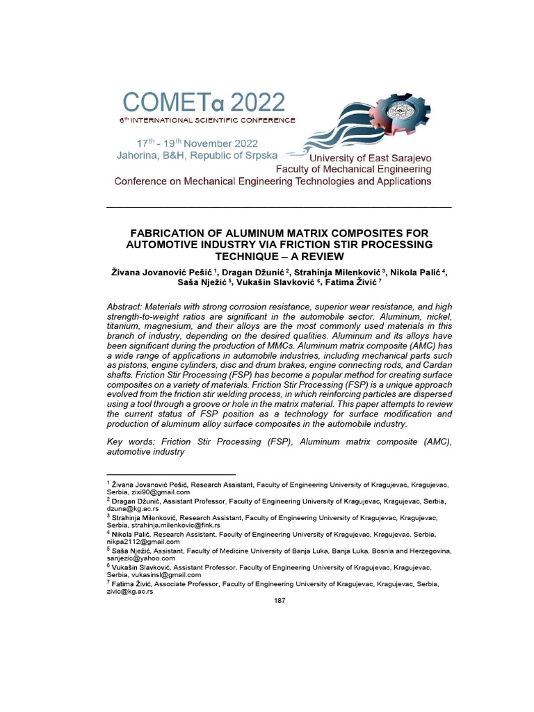 Fabrication Of Aluminum Matrix Composites For Automotive Industry Via