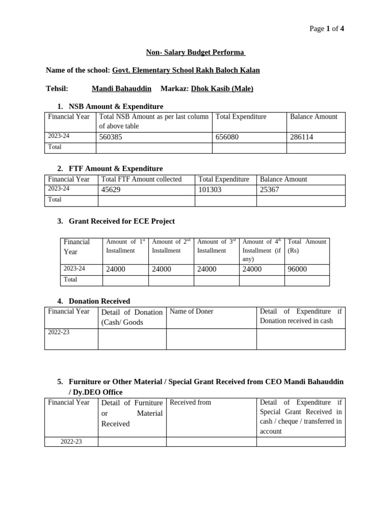 NSB Proforma for Audit 2023-24-1 | PDF