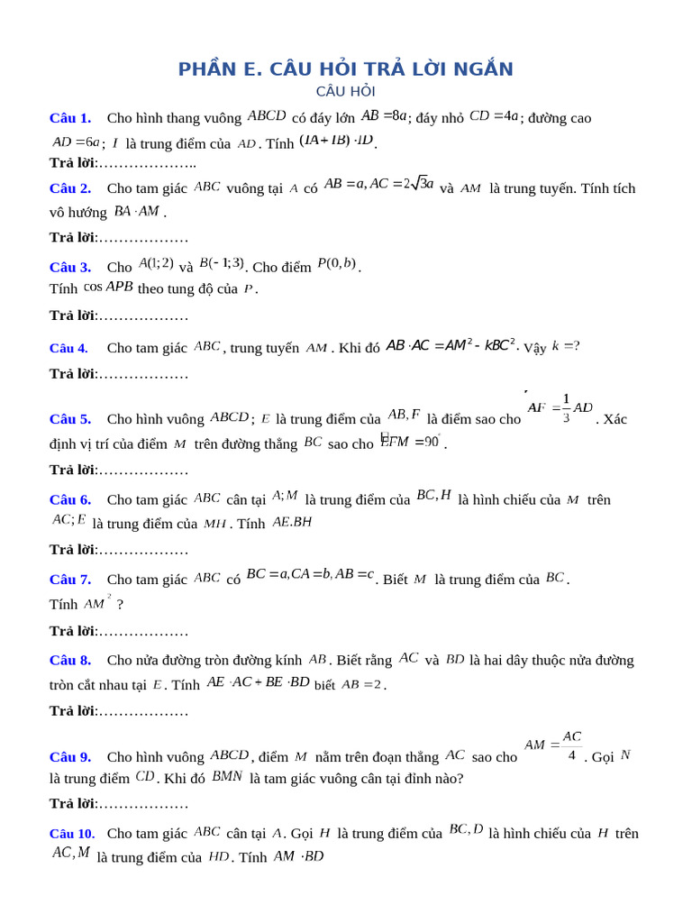 Bài 11. Tich Vo Huong Cua Hai Vecto - Traloingan | PDF