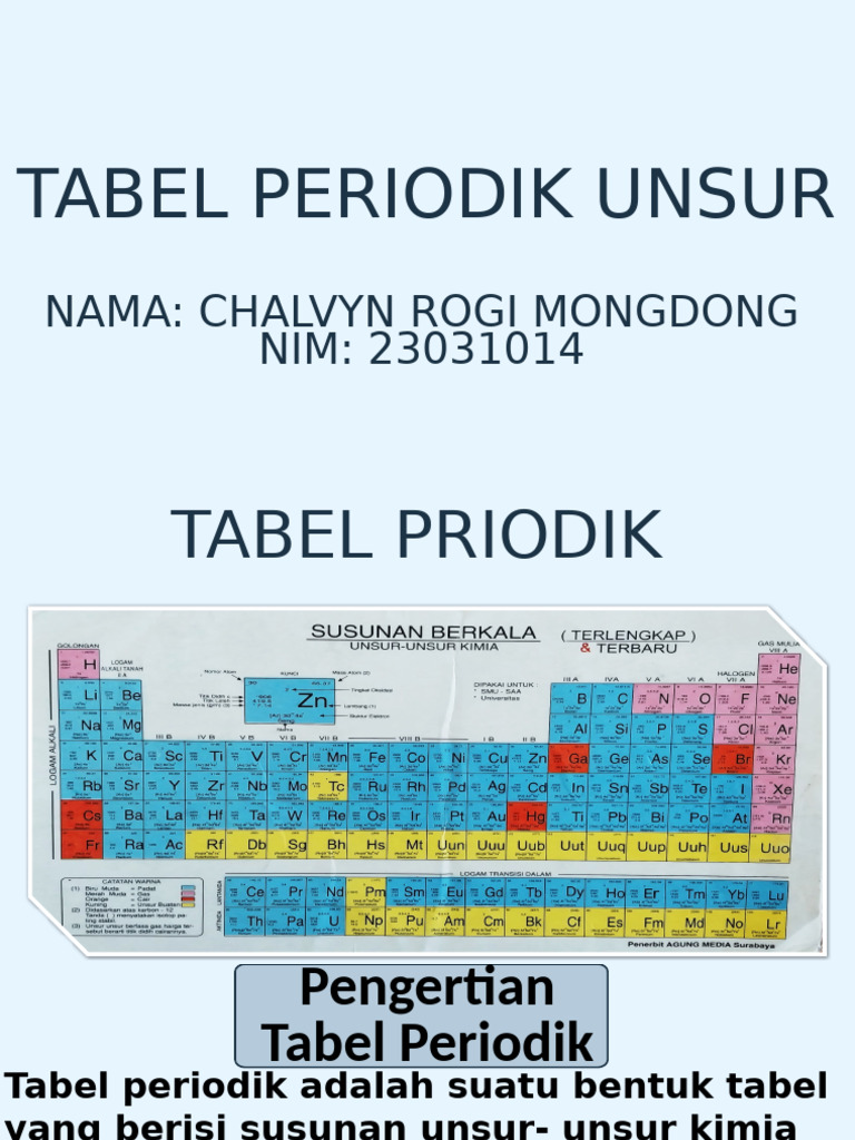 Tugas Presentasi Kimia Tabel Periodik | PDF