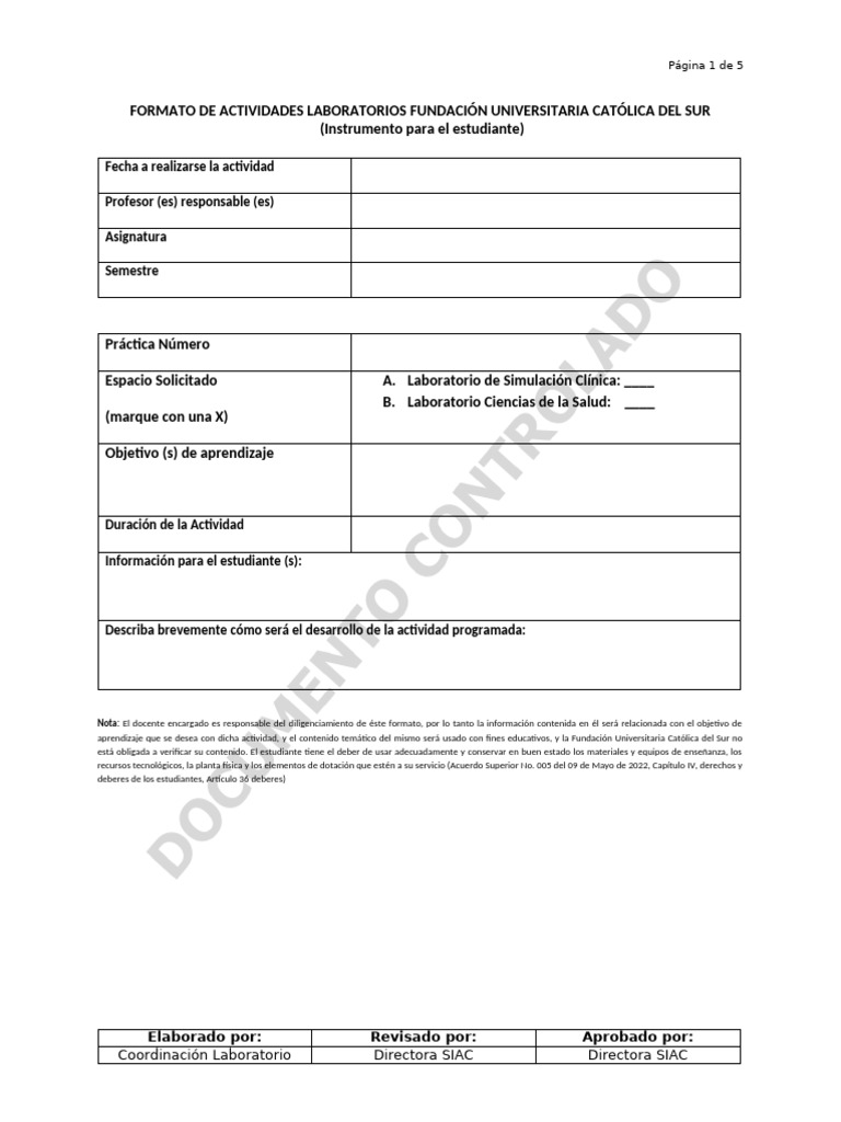 Formato Solicitud de Laboratorio | PDF