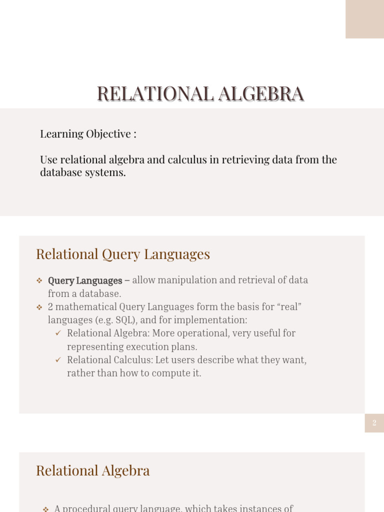 Relational Algebra | PDF Relational Algebra | PDF