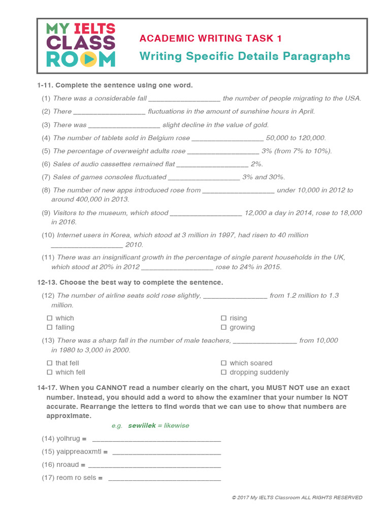 8 8 Writing Task 1. Writing Specific Details Paragraphs | PDF