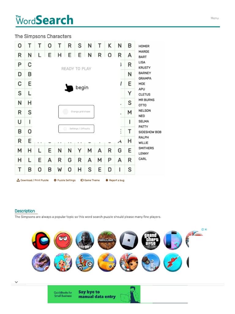 Simpsons Word Search | PDF