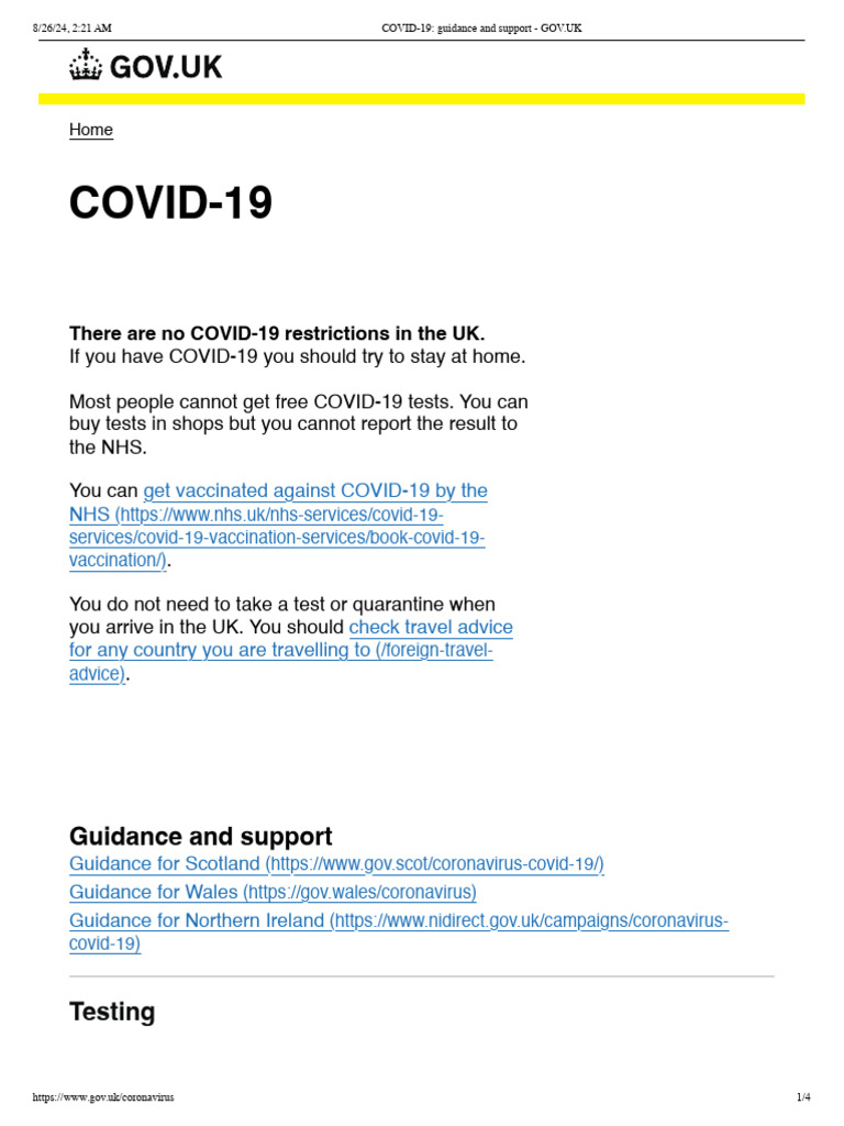 2COVID-19 - Guidance and Support - GOV - UK | PDF