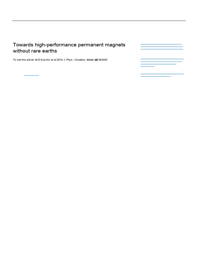 Towards High-Performance Permanent Magnets Without Rare Earths 2014 | PDF