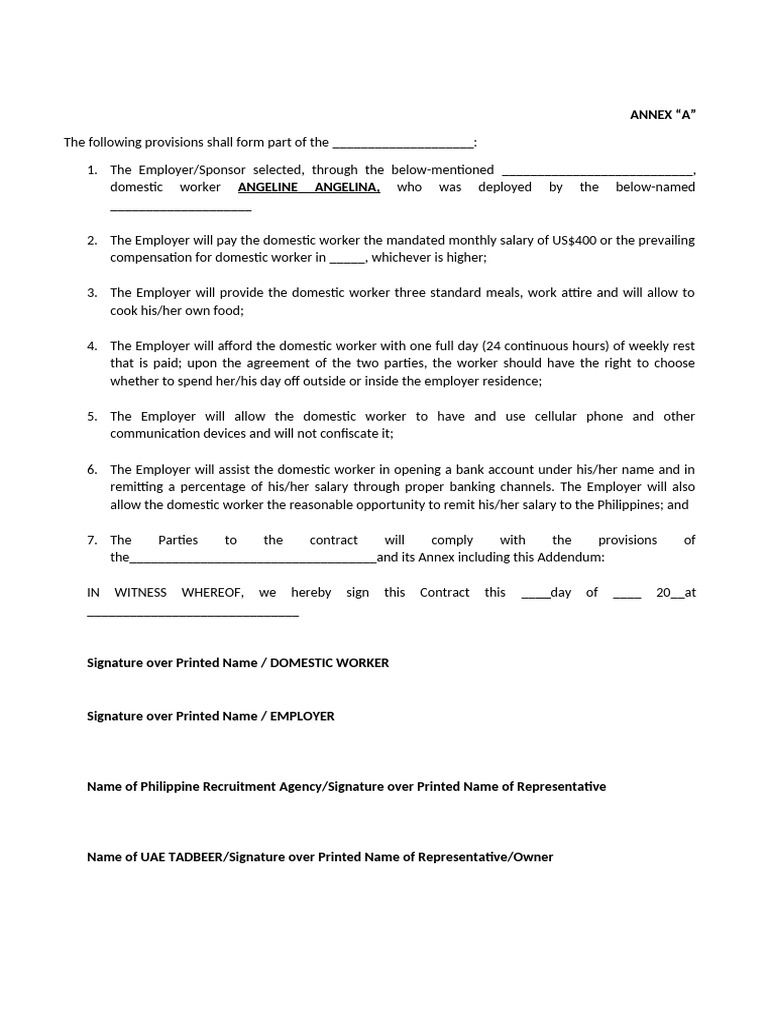 ADDENDUM sample | PDF