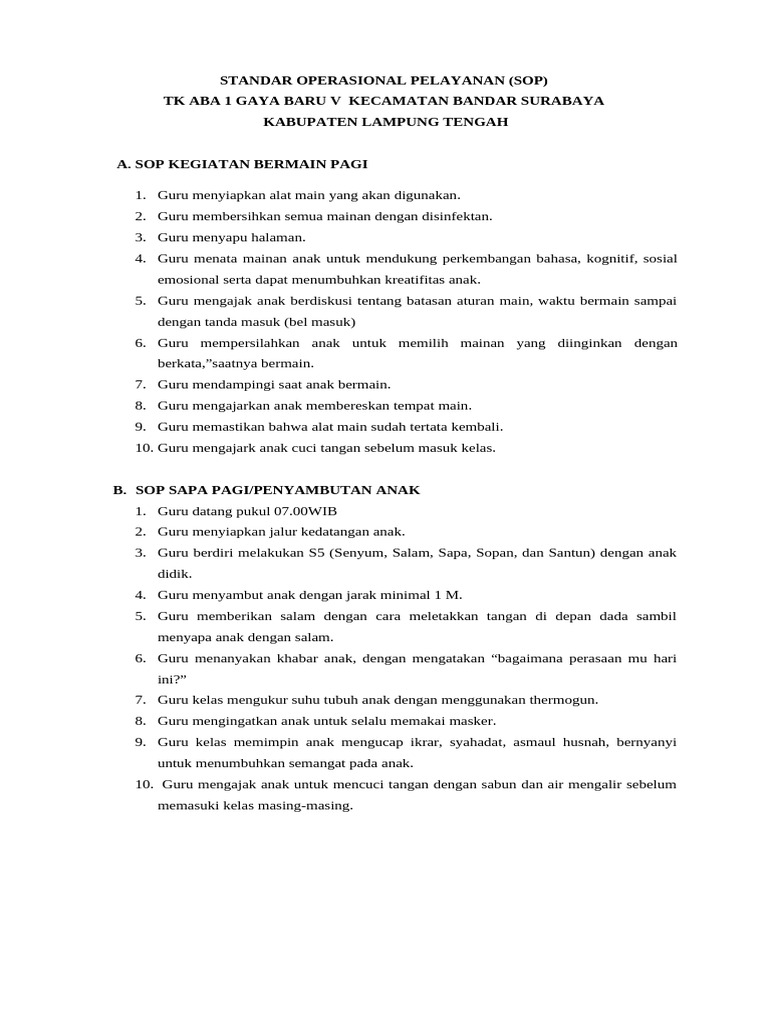 Sop TK Aba | PDF