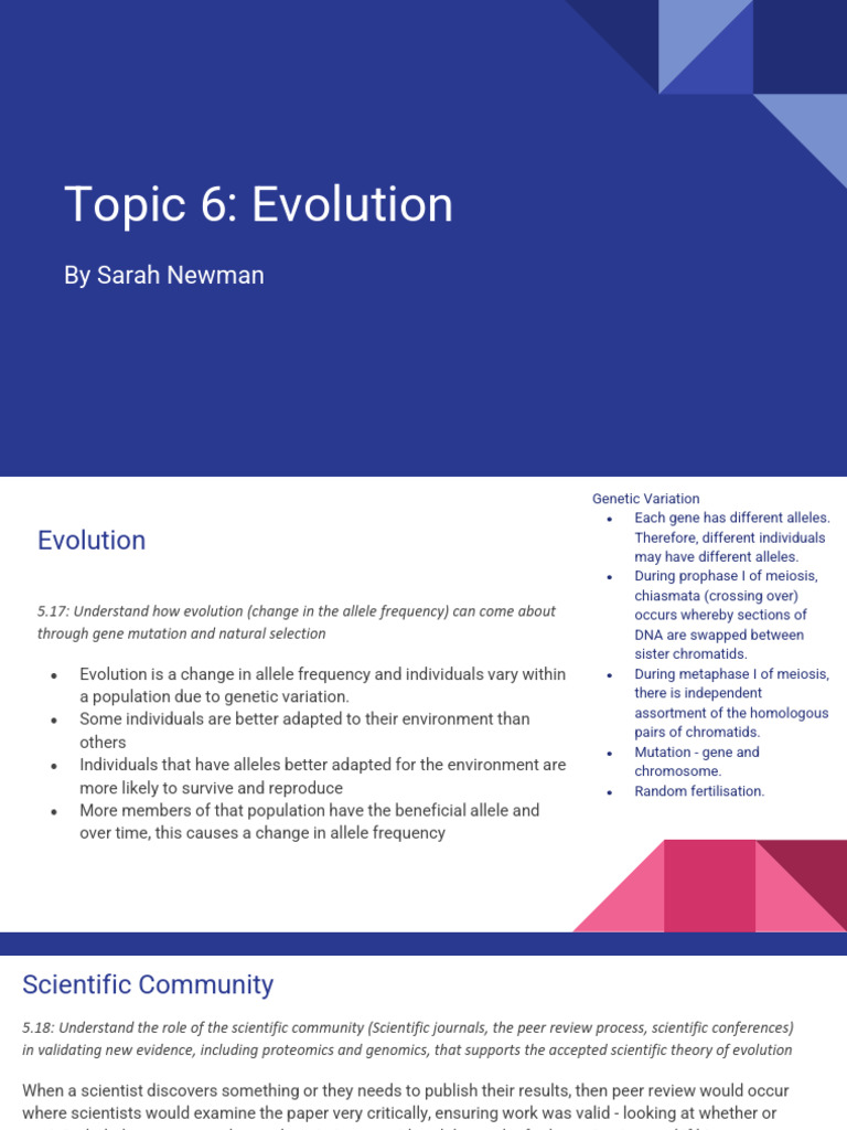 Topic 7 Evolution | PDF