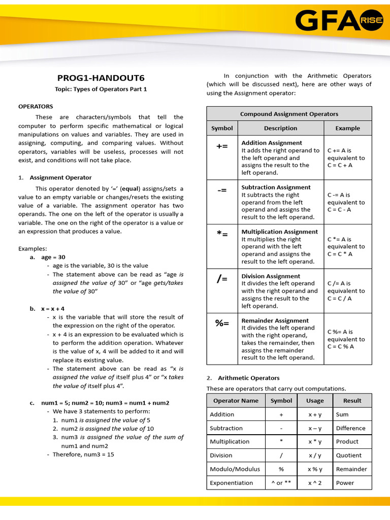 PROG1-Handout 6 | PDF