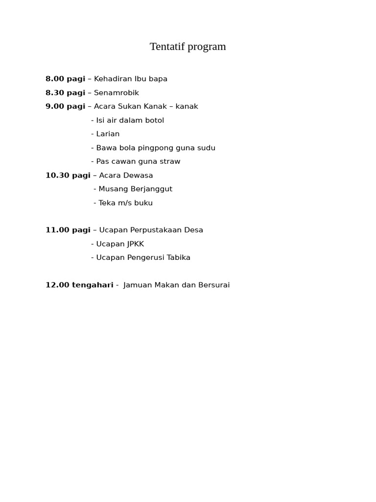 Tentatif Program | PDF