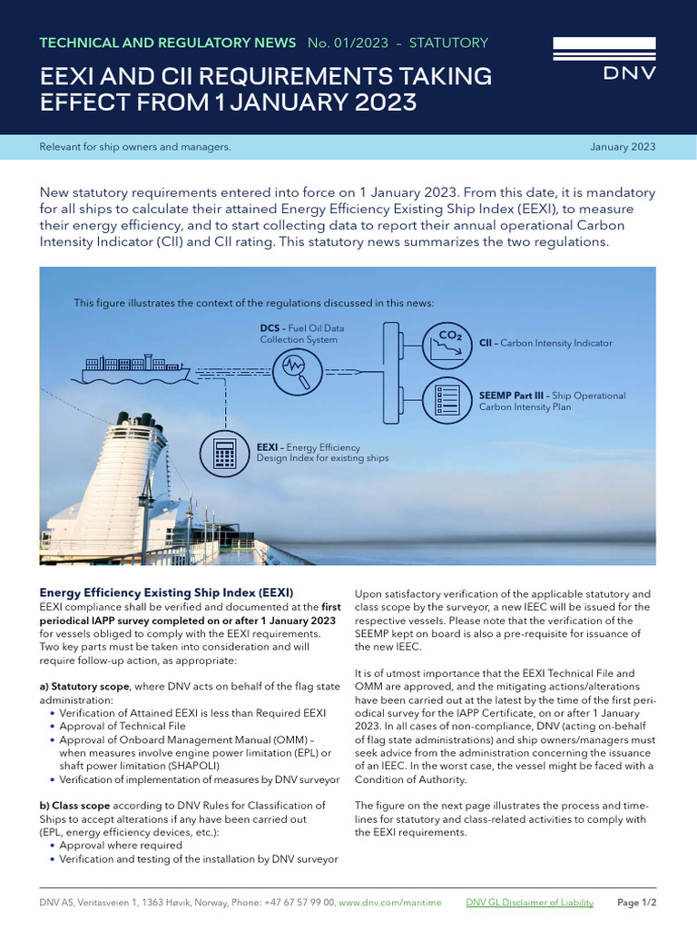 DNV TRN No01 - 2023 - EEXI and CII Requirements Taking Effect From 1 January 2023 | PDF
