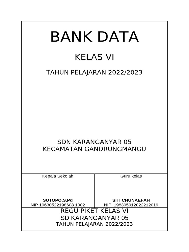 Bankpapan Data Kelas 6 | PDF