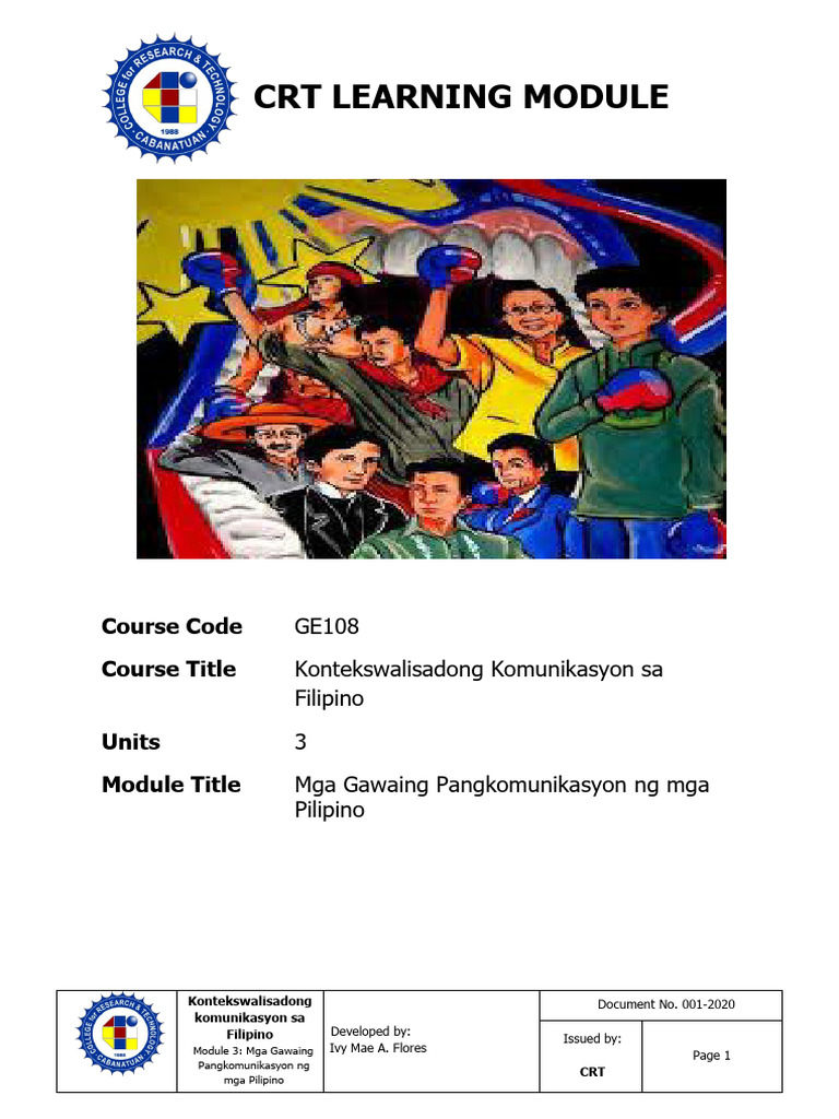 Week 3 Module 3 KOMUNIKASYON | PDF