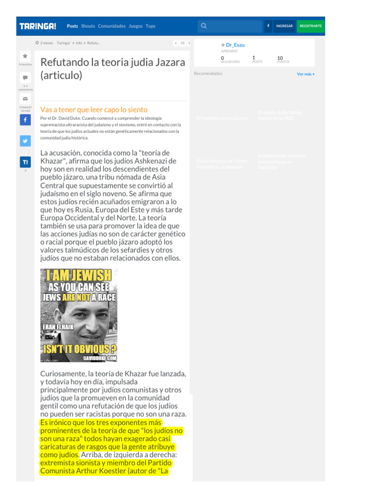 Refutando La Teoría Jázara - DR David Duke | PDF