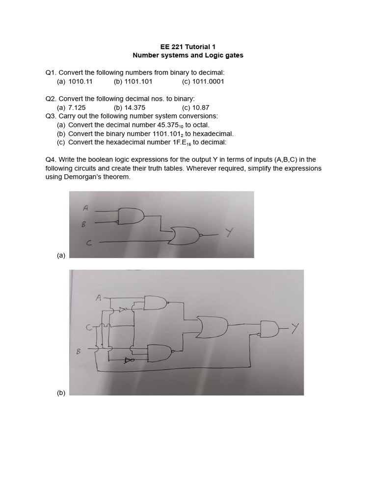 EE 221 Tutorial 1 | PDF