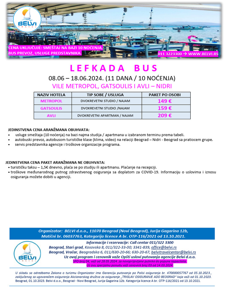 Lefkada Specijalna Ponuda Bus 8 Jun | PDF