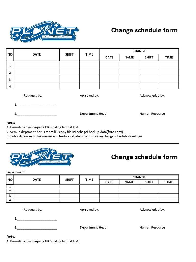 Change Schedule | PDF