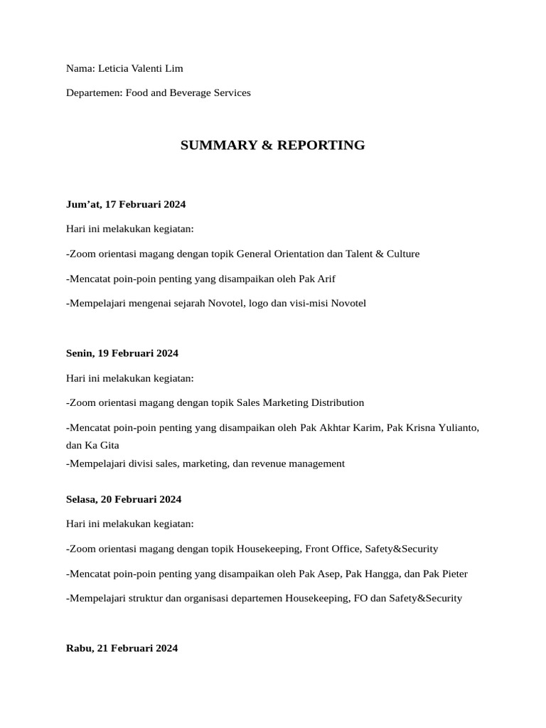 Summary & Reporting | PDF