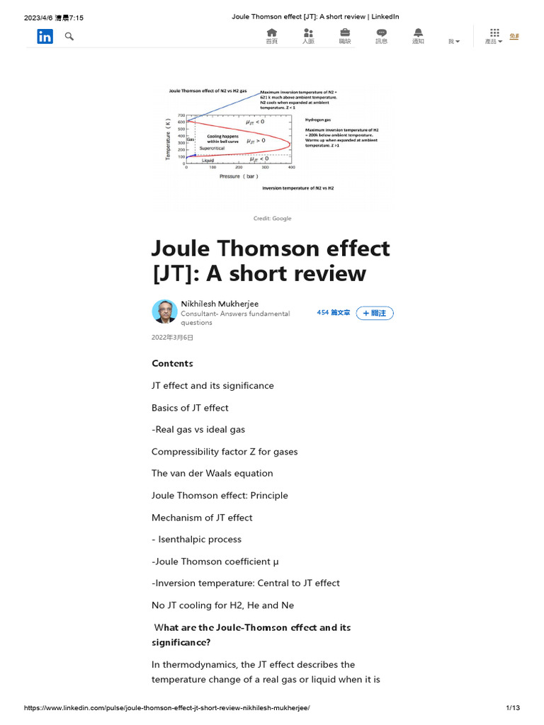 Joule Thomson effect [JT]_ A short review | PDF