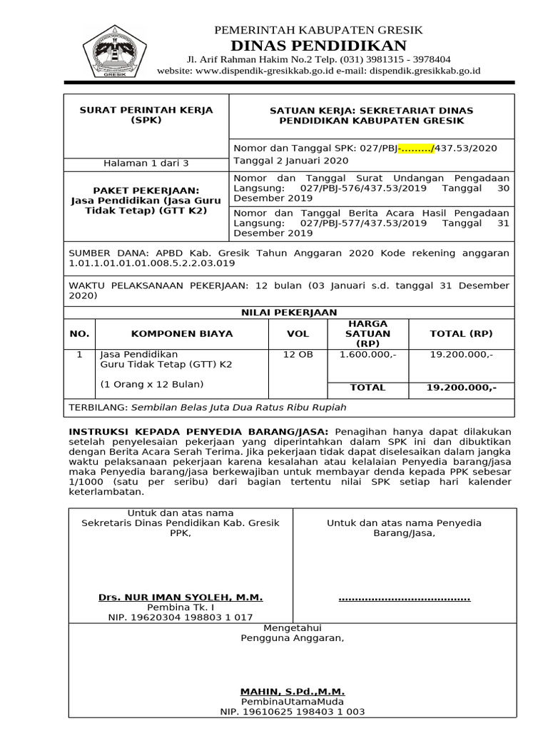 Revisi SPK GTT k2 | PDF