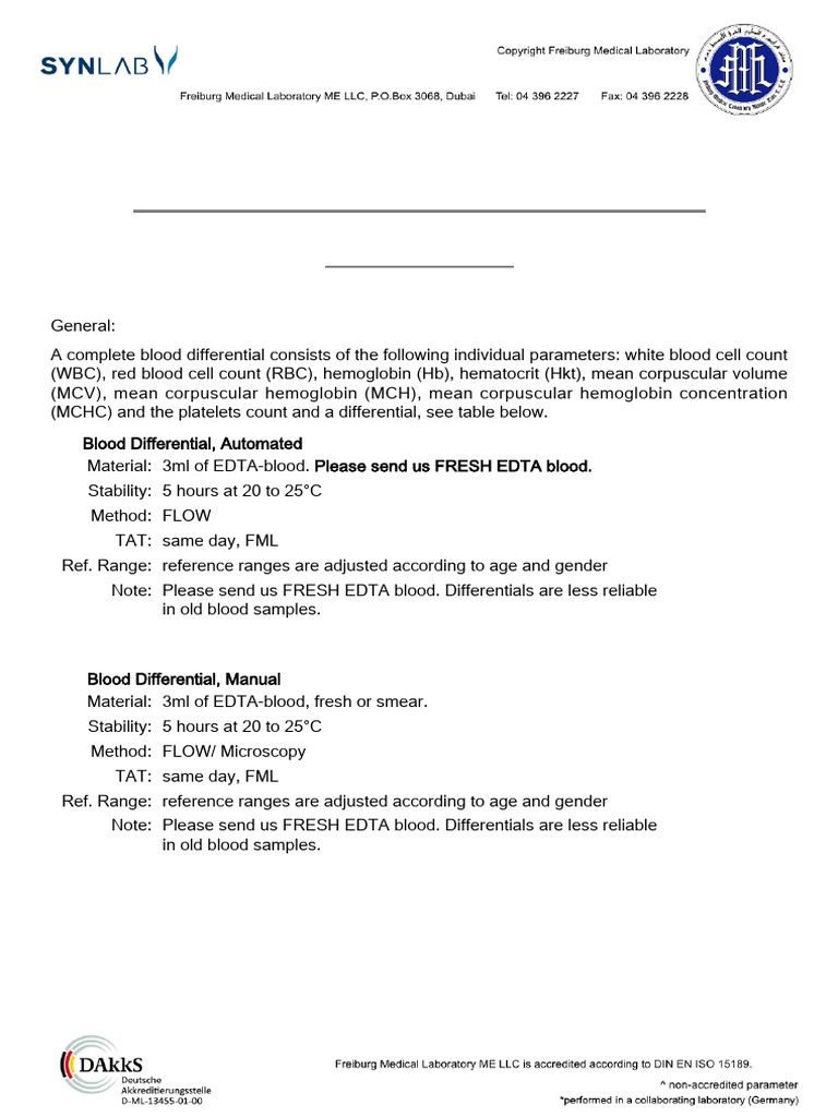 CBC Complete Blood Count With Differential | PDF