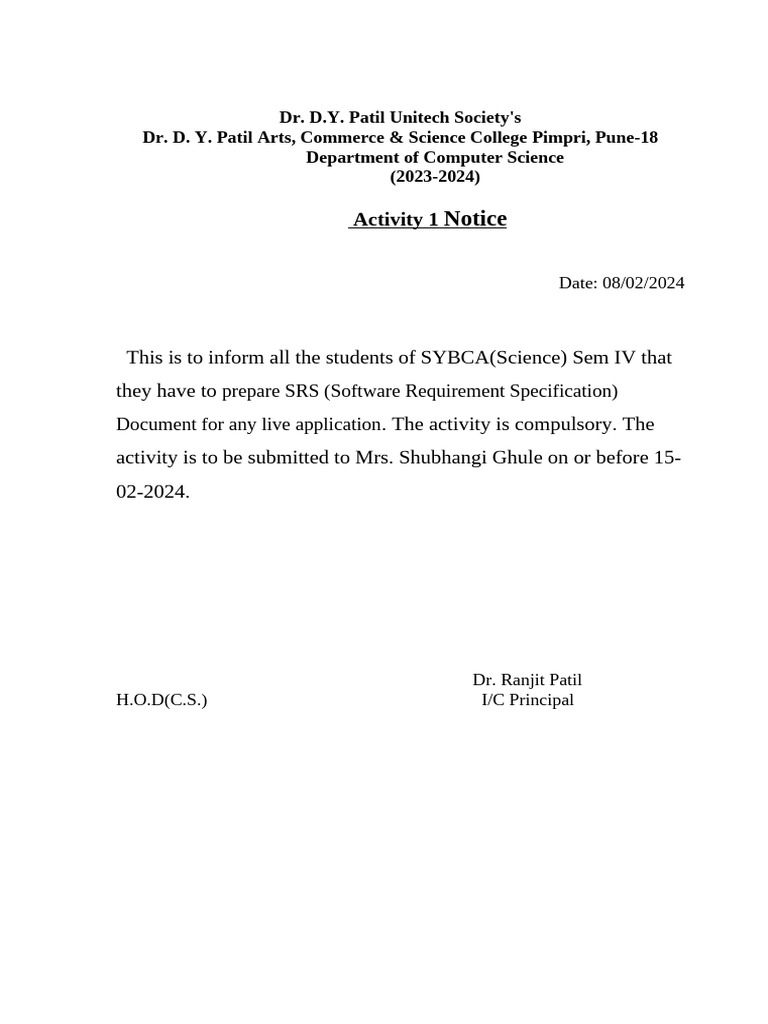 SYBCA Science Activity 1 Report and Notice | PDF