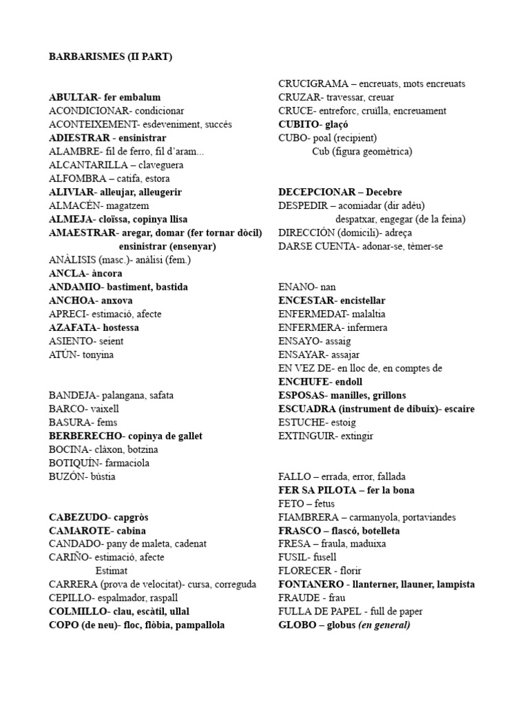 Barbarismes Complet (II Part) | PDF