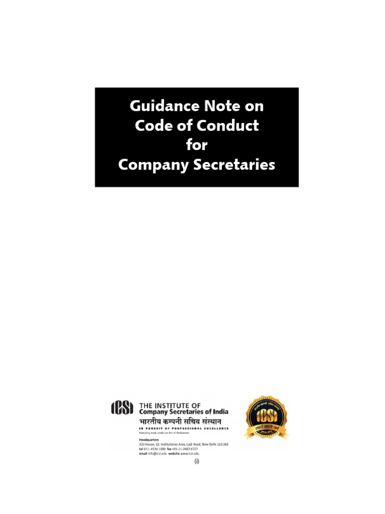 Guidance Note CodeofConduct CompanySecretaries | PDF
