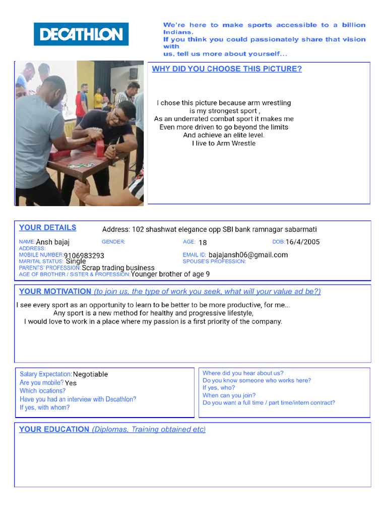 DECATHLON - Interview Sheet | PDF