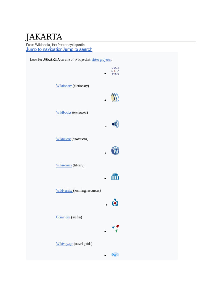 Jakarta: Jump To Navigation Jump To Search | PDF