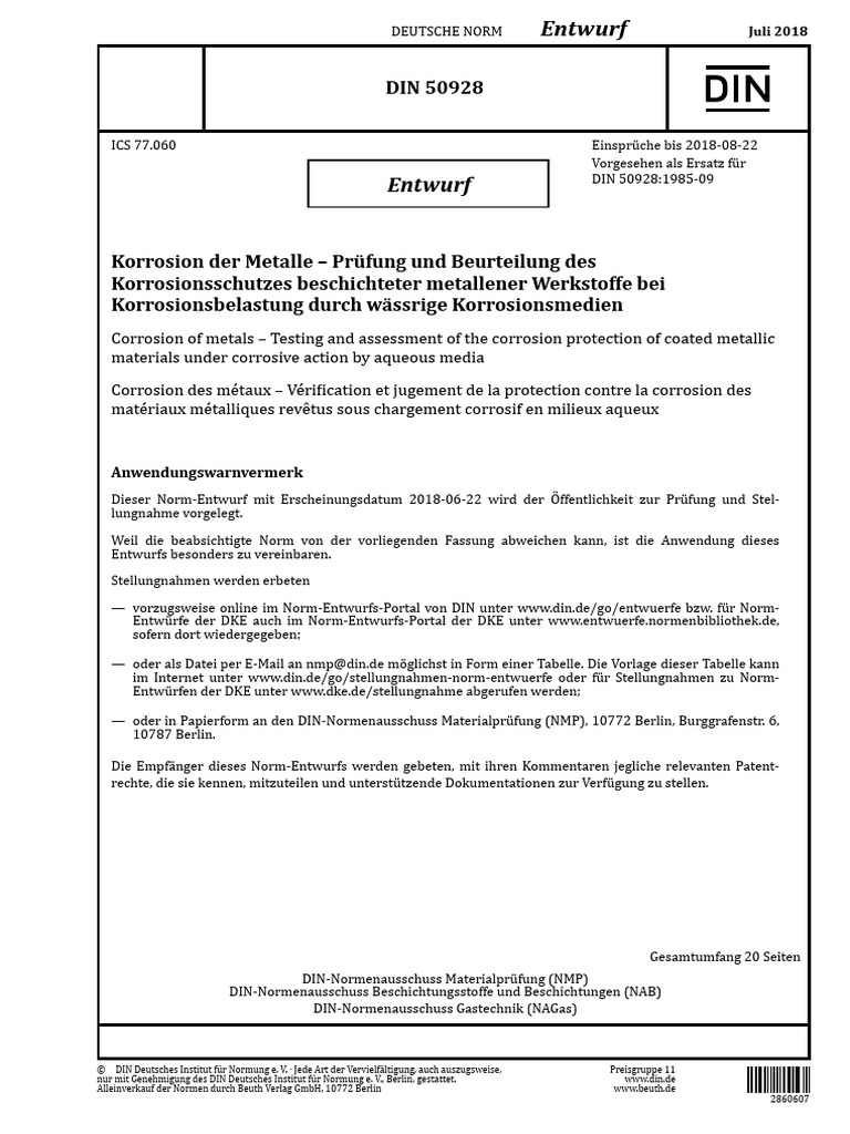 Din 50928 e 2018-07 | PDF