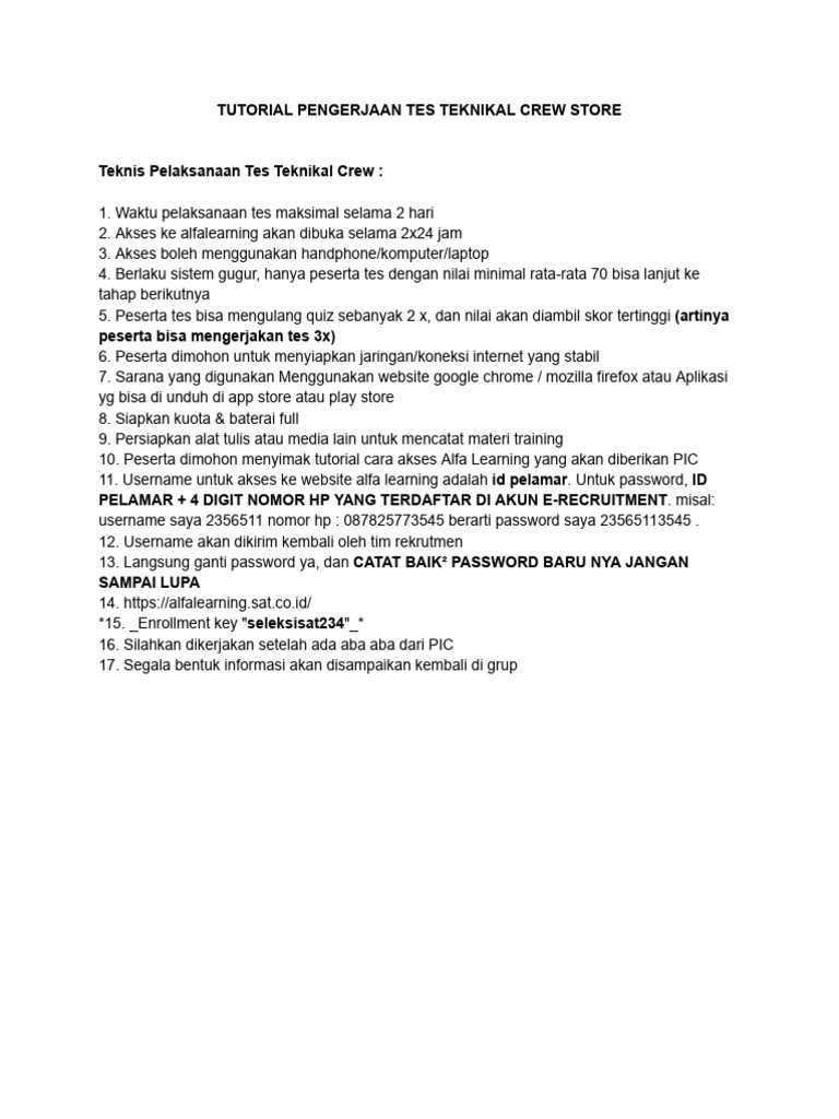 Tutorial Pengerjaan Tes Teknikal | PDF