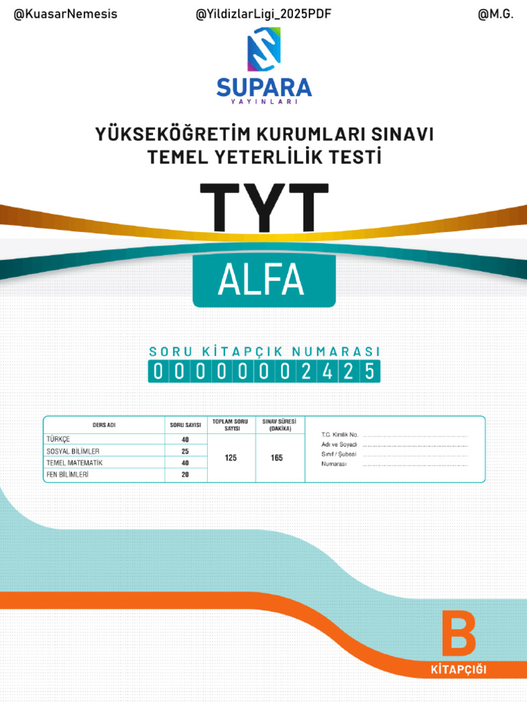 2025 Supara TYT Alfa Serisi TYT-1 @KuasarPDFProject | PDF