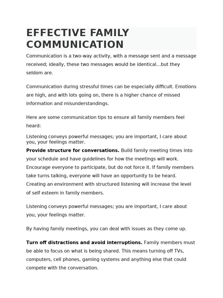 Effective Family Communication | PDF