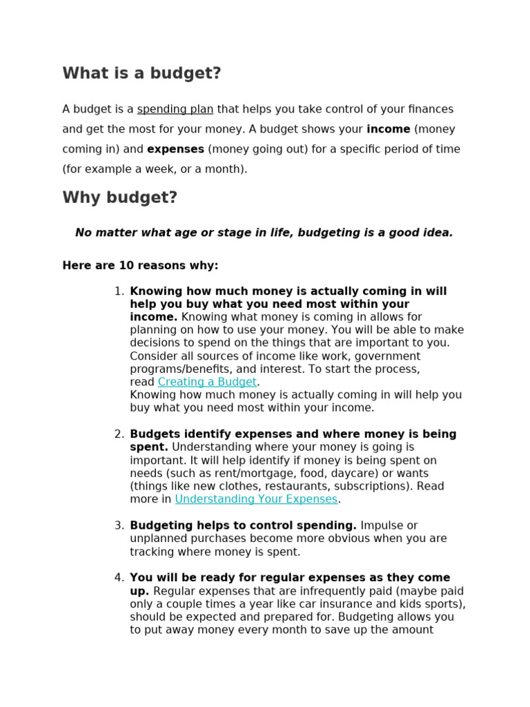 What Is A Budget | PDF